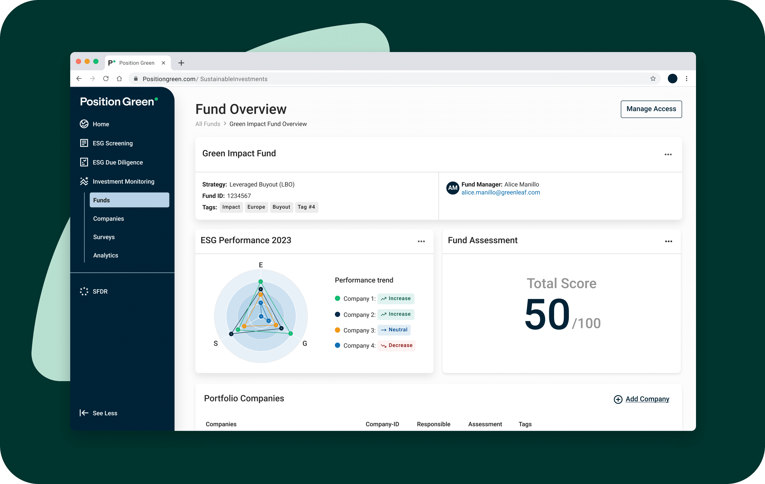Accelerate ESG performance – Position Green